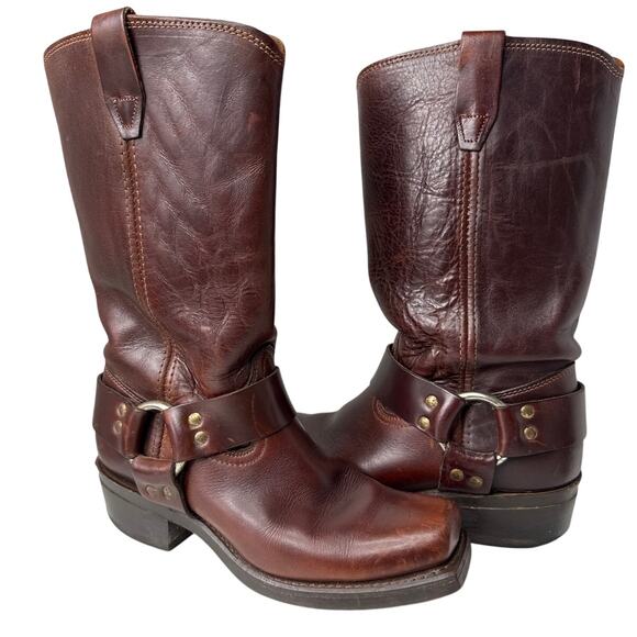 Vintage | Shoes | Vintage Brown Leather Harness Motorcycle Cowboy ...